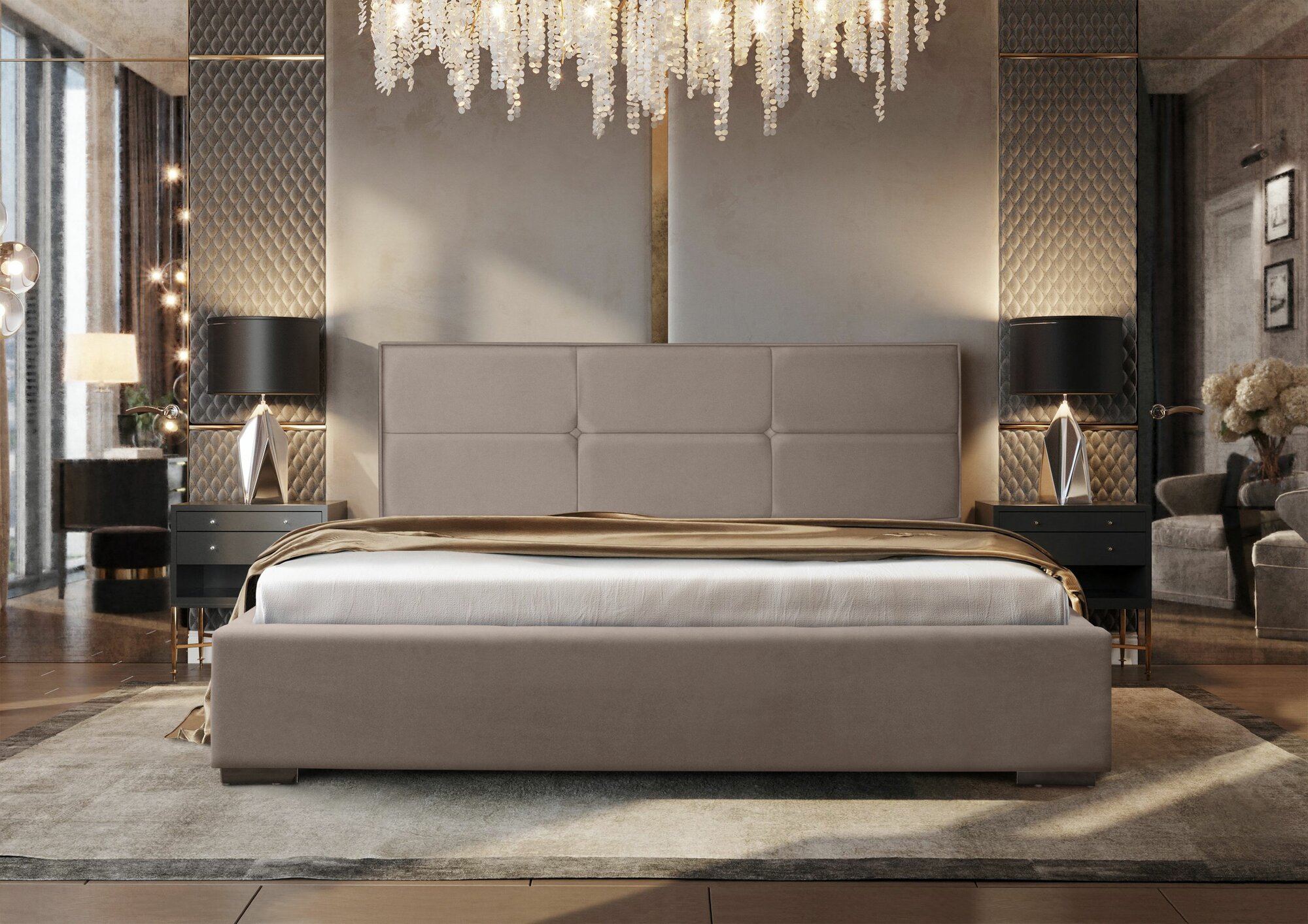 Мягкая кровать с подъемным механизмом "Азалия 2" 180х200 см (Velutto 06)