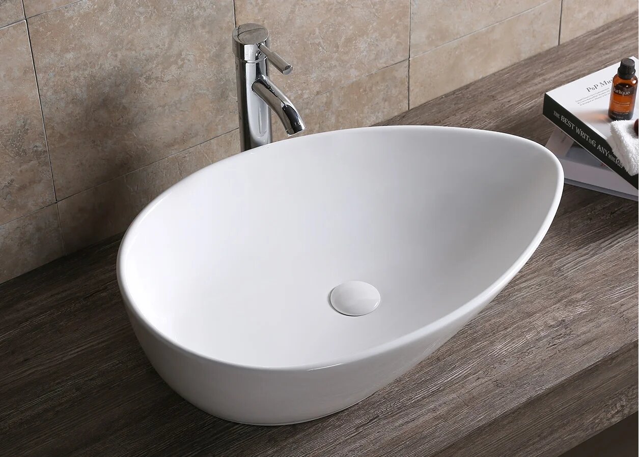 Раковина накладная Ceruttispa CR7030 каплевидная, высокая, белая, 66х44х16,5 см