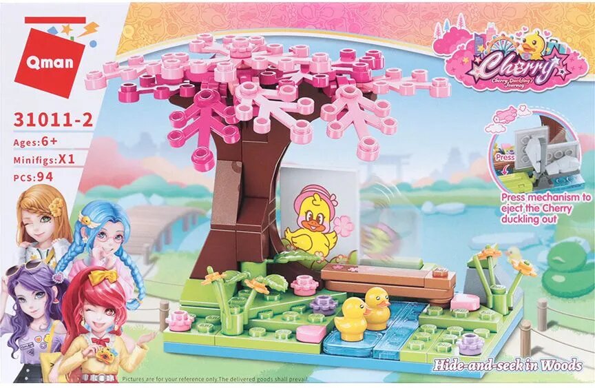 Конструктор Qman Прятки в лесу Вишневый утенок 94 дет 6+ 31011-2