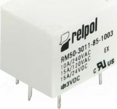 Реле RELPOL RM50-3011-85-1003 Реле: электромагнитное SPDT Uобмотки: 3ВDC 10A/240ВAC 15А IP64 1шт