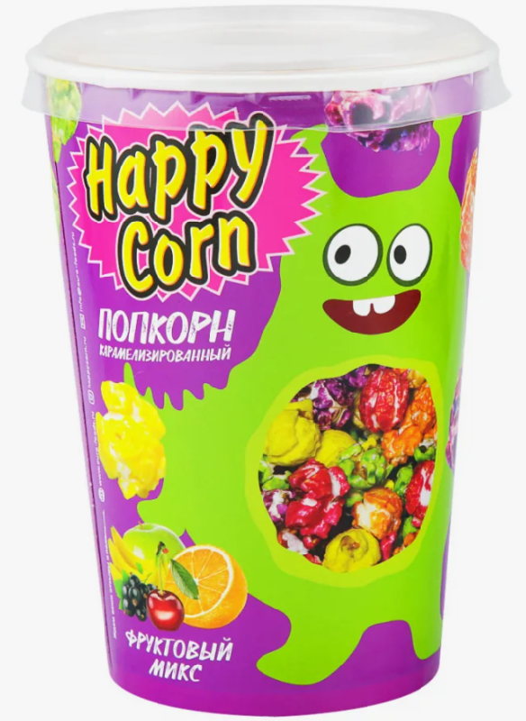 Воздушная кукуруза HAPPY CORN Фруктовый микс /стакан/ 100г