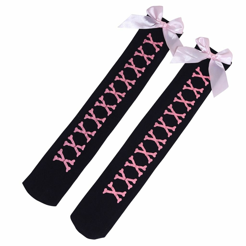 Чулки с бантиком-черные