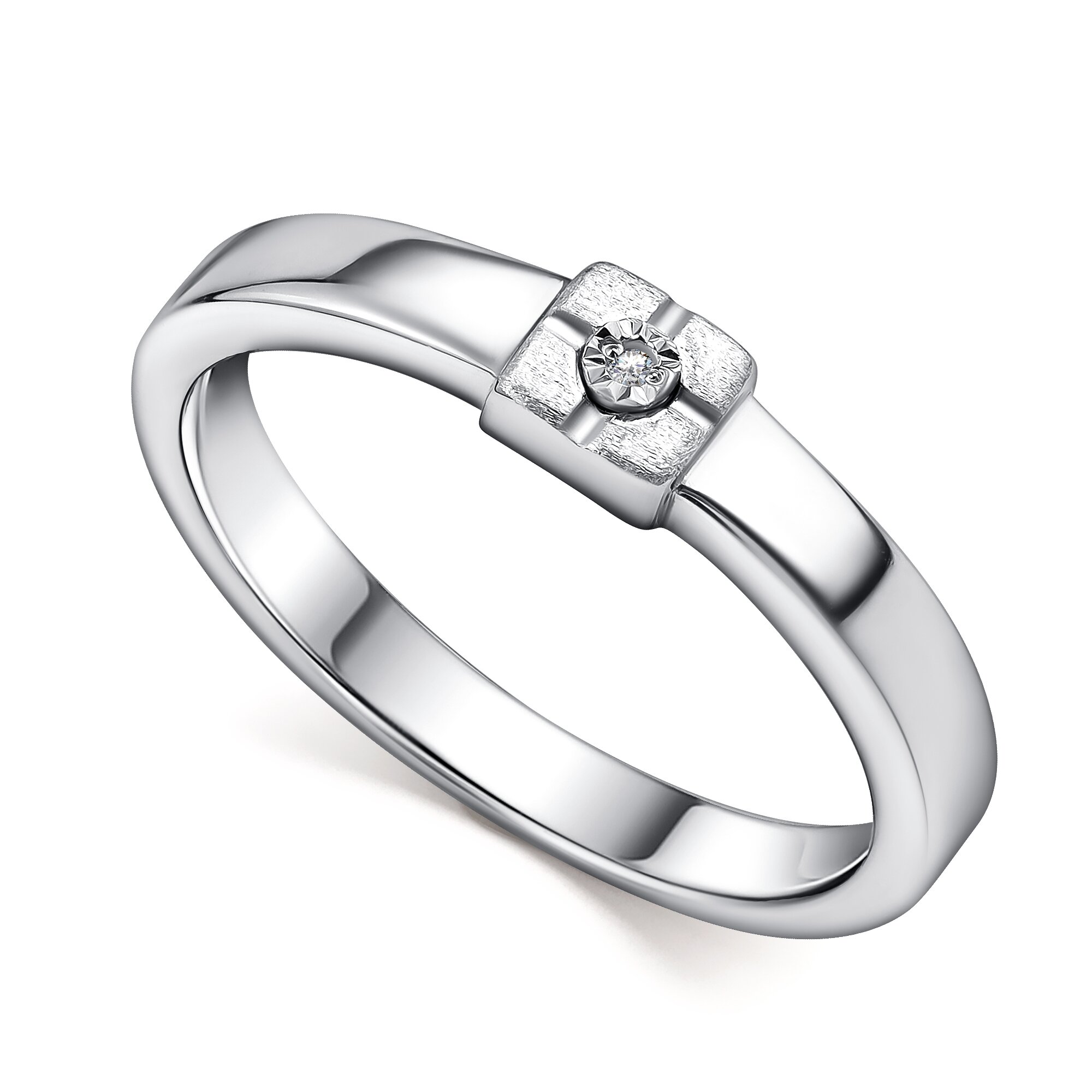 Кольцо, серебро, 925 проба, родирование, бриллиант