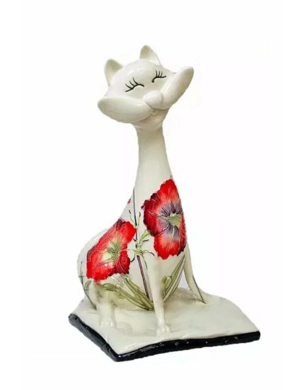 Статуэтка "Весёлый Кот", фарфор, красная/белая, 15 см x 17 см x 34 см — фото 1