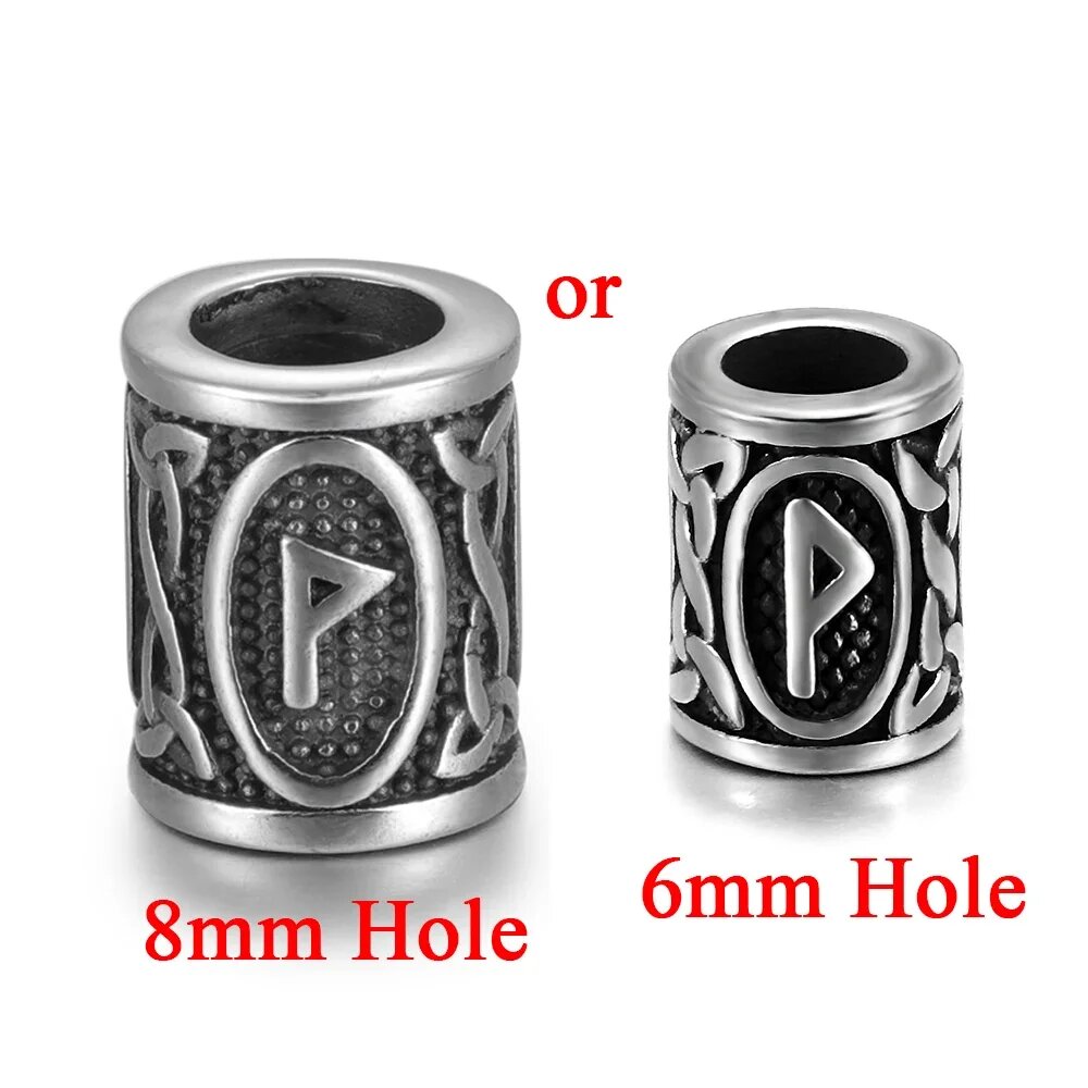 Бусина Viking руна, сталь, 10 мм (Hole 6mm), joy