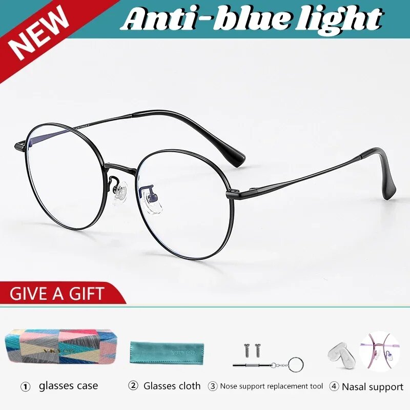 Женские очки VICKY круглые из титана 30821-C2-BLACK, prescription custom