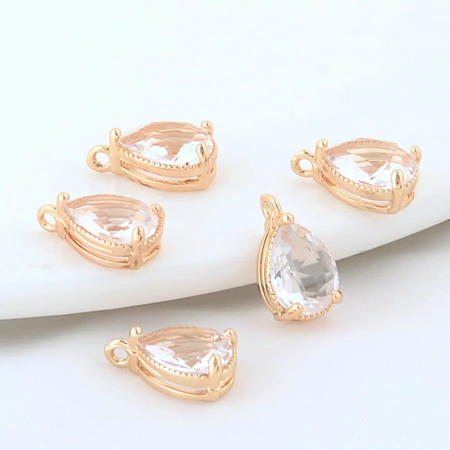 Латунные подвески-капли Florainer Tina, золотистые, 10 шт. White Color