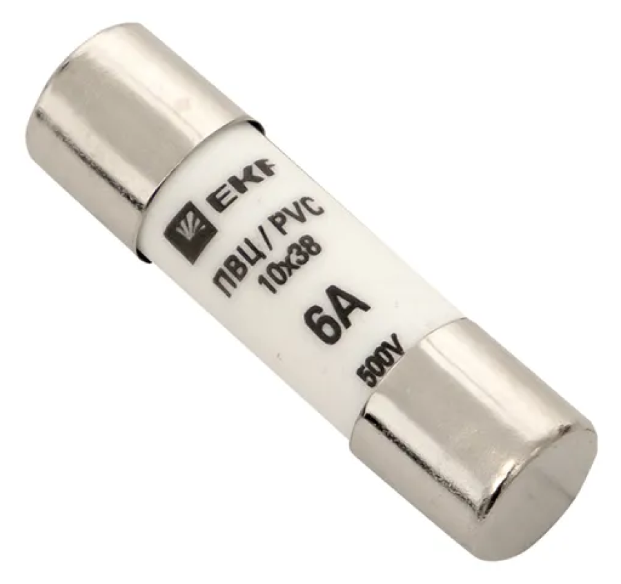 Вставка плавкая EKF / ЕКФ PROxima цилиндрическая ПВЦ, 6А, pvc-10x38-6 / предохранитель