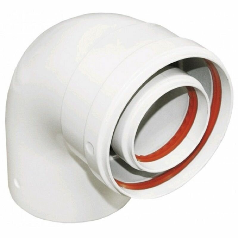 Колено коаксиальное 90 80/125 мм, дымовая часть ПВХ, воздушная часть ПВХ Ferroli 010002X0 (1KWMA73W)