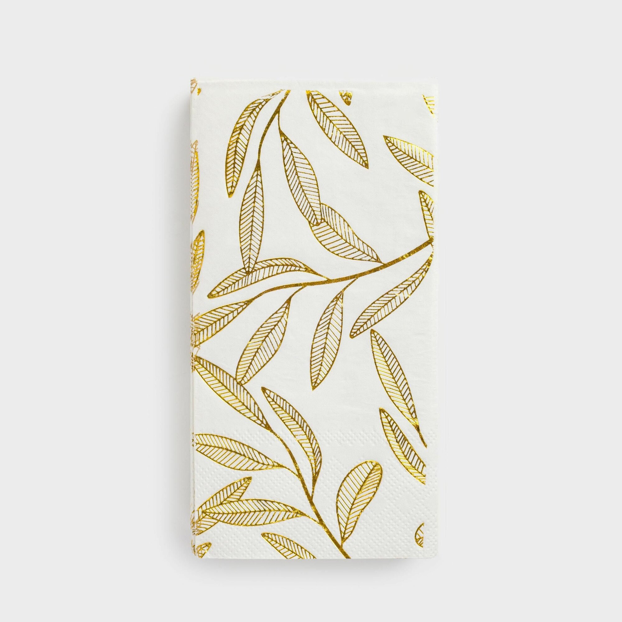 Салфетки бумажные, 33х33 см, 20 шт, прямоугольные, белые, Золотые листья, Print