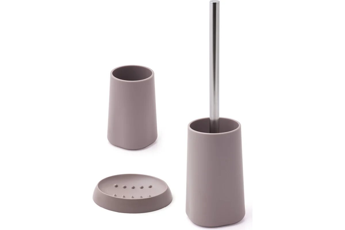 DeNASTIA Набор стакан 370 мл/мыльница/щетка розовый X000091