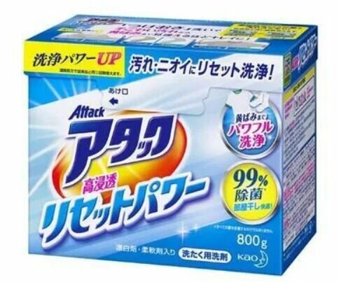 Attack High Penetration Reset Универсальный концентрированный стиральный порошок, с активным кислородным пятновыводителем и кондиционером, 800 гр, 1 штука.