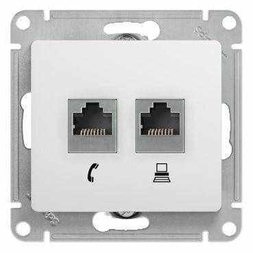 3 шт. Systeme Electric Glossa Белый Розетка 2-я RJ11+RJ45, кат.5E, GSL000185
