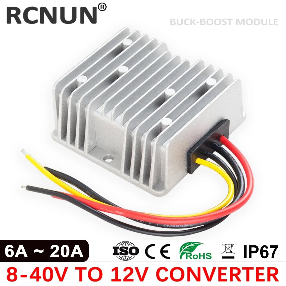 RCNUN DC/DC Buck-Boost Converter 8-40V to 12V 10A