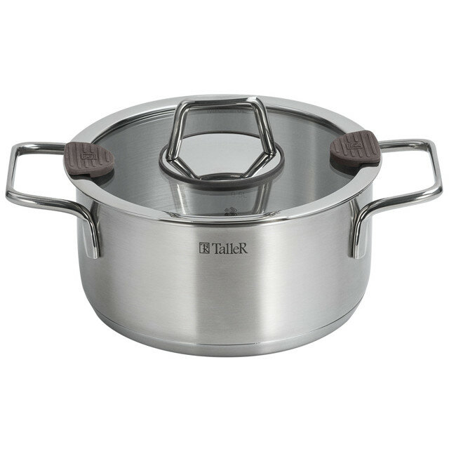 TALLER Cascade кастрюля из нержавеющей стали 2 л 18 см с стеклянной крышкой для индукции