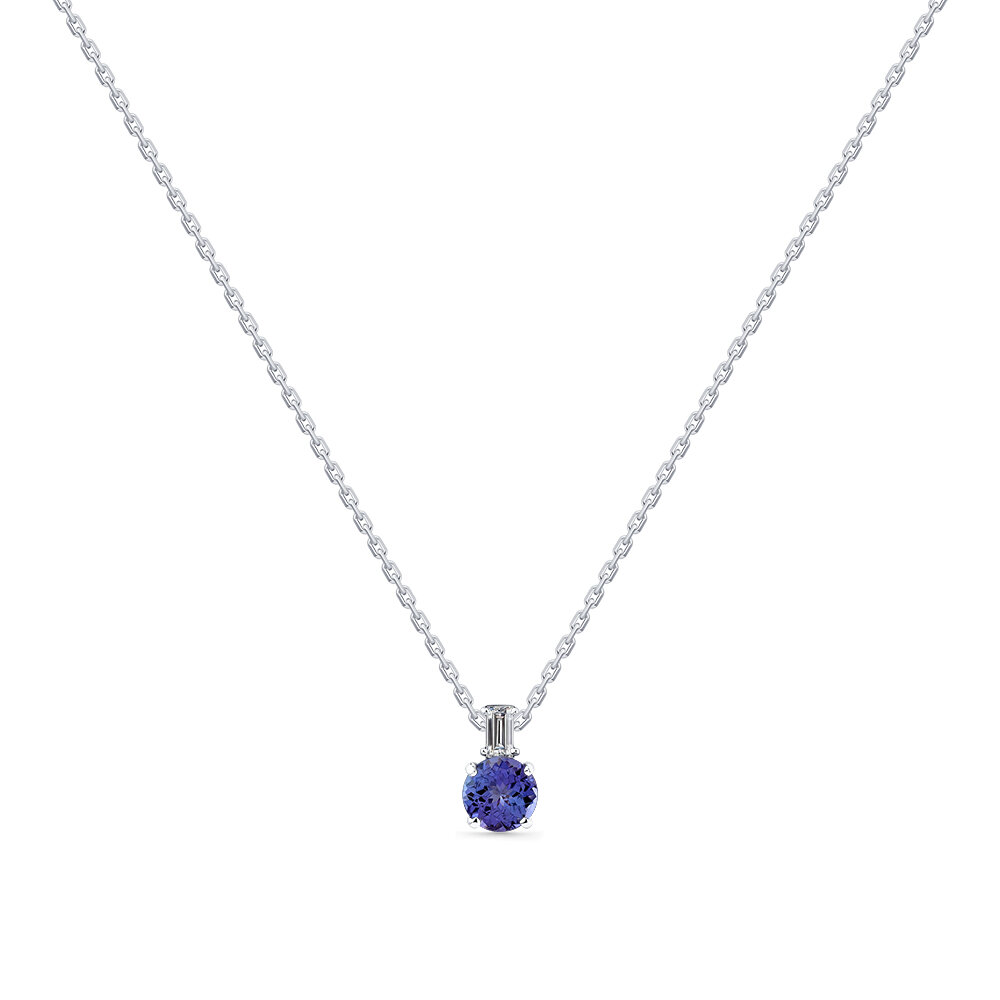 Колье, белое золото, 585 проба, танзанит, бриллиант