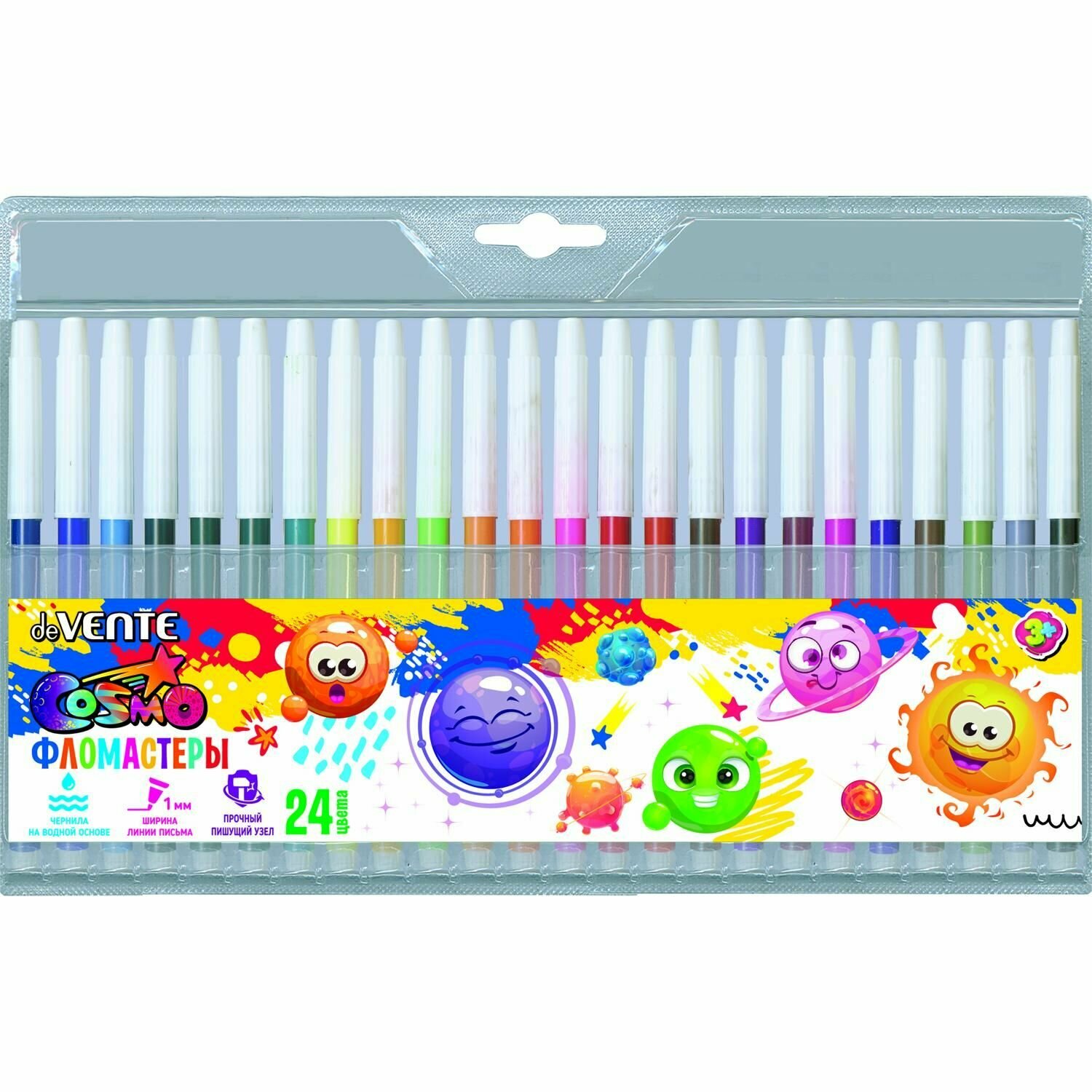 Фломастеры deVENTE 24 цвета, "Cosmo", невентилируемый колпачок, в пластиковом блистере (5083309)