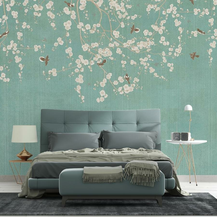 Фотообои Бирюзовый шинуазри 9-1648-S 265 х 360 см (ВхШ) Бесшовные, флизелиновые, влагостойкие обои MasterFresok