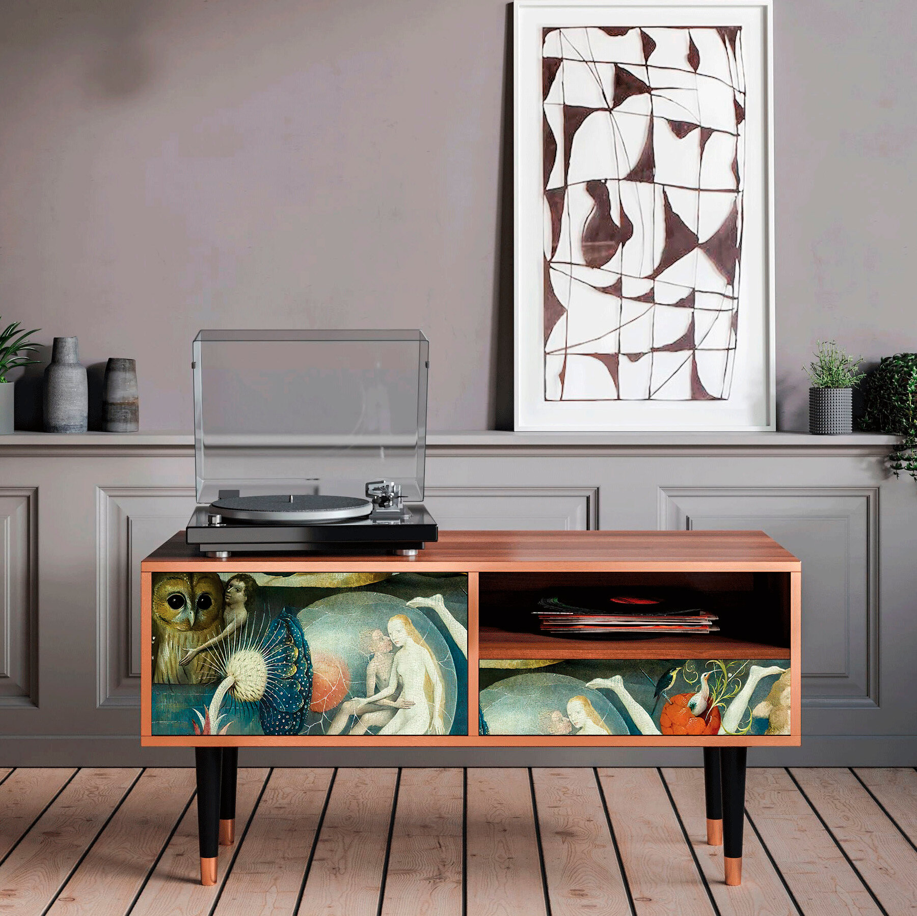 ТВ-Тумба - STORYZ - T3 The Garden Of by Hieronymus Bosch, Размер - 115 x 59 x 48 см, Цвет корпуса - , Орех