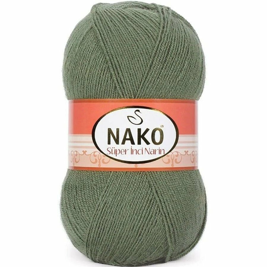 Пряжа Nako SUPER INCI NARIN 13489 хаки (5 мотков)