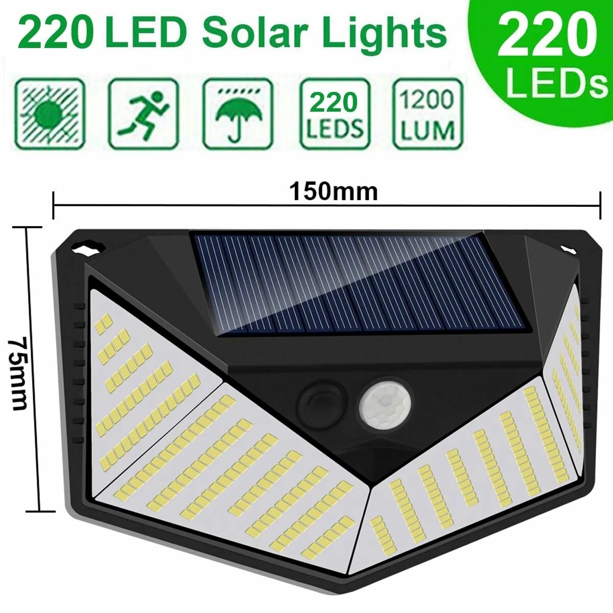 1 шт. 220 Светодиодный отражатель точечные светильники на солнечной энергии, Уличная водонепроницаемая лампа с датчиком движения для украшения сада и кемпинга