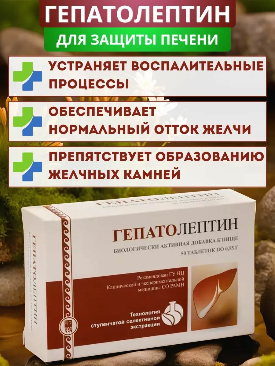 Гепатолептин для нормализации функции печени, таблетки, 50 шт.