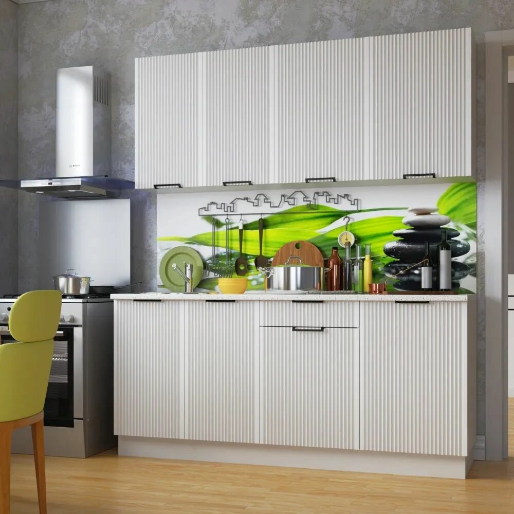 Кухня Кампео без столешницы 1.8 м Белый снег ЛДСП/МДФ 1800х430х2150 тэкс