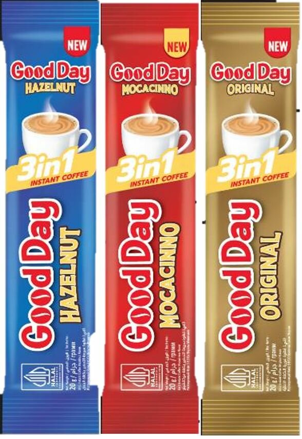 Кофе растворимый Good Day 3в1, вкус Лесной орех, 24 стика по 20 г
