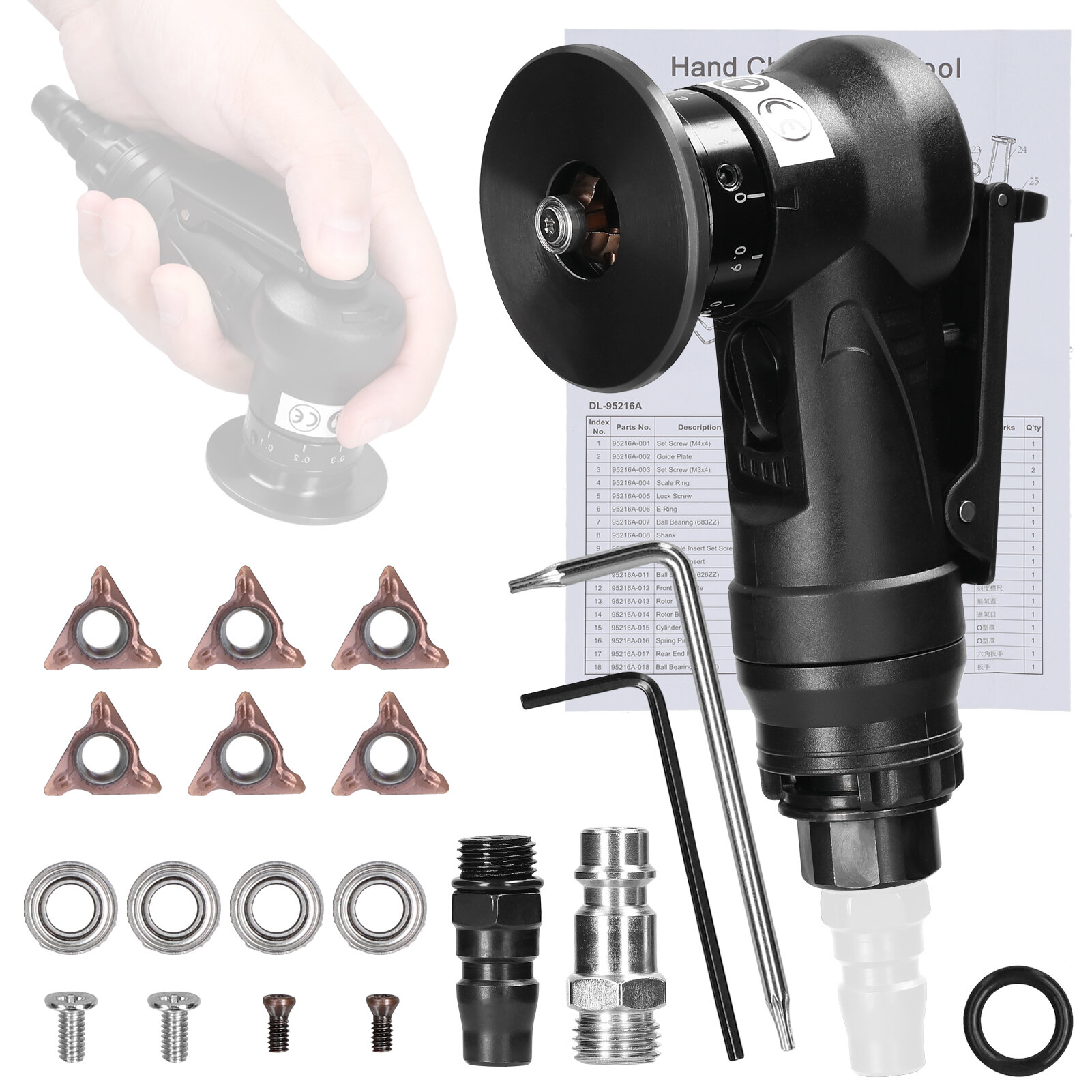 Пневматическая фаска машина Резчик для камферов Портативный ручной шлифовальный инструмент для металла дерева акрила сглаживания фаски обрезки, черный цвет, тип угол R угол C (выбор), патрубок для подключения воздуха EU US (выбор), материал металл