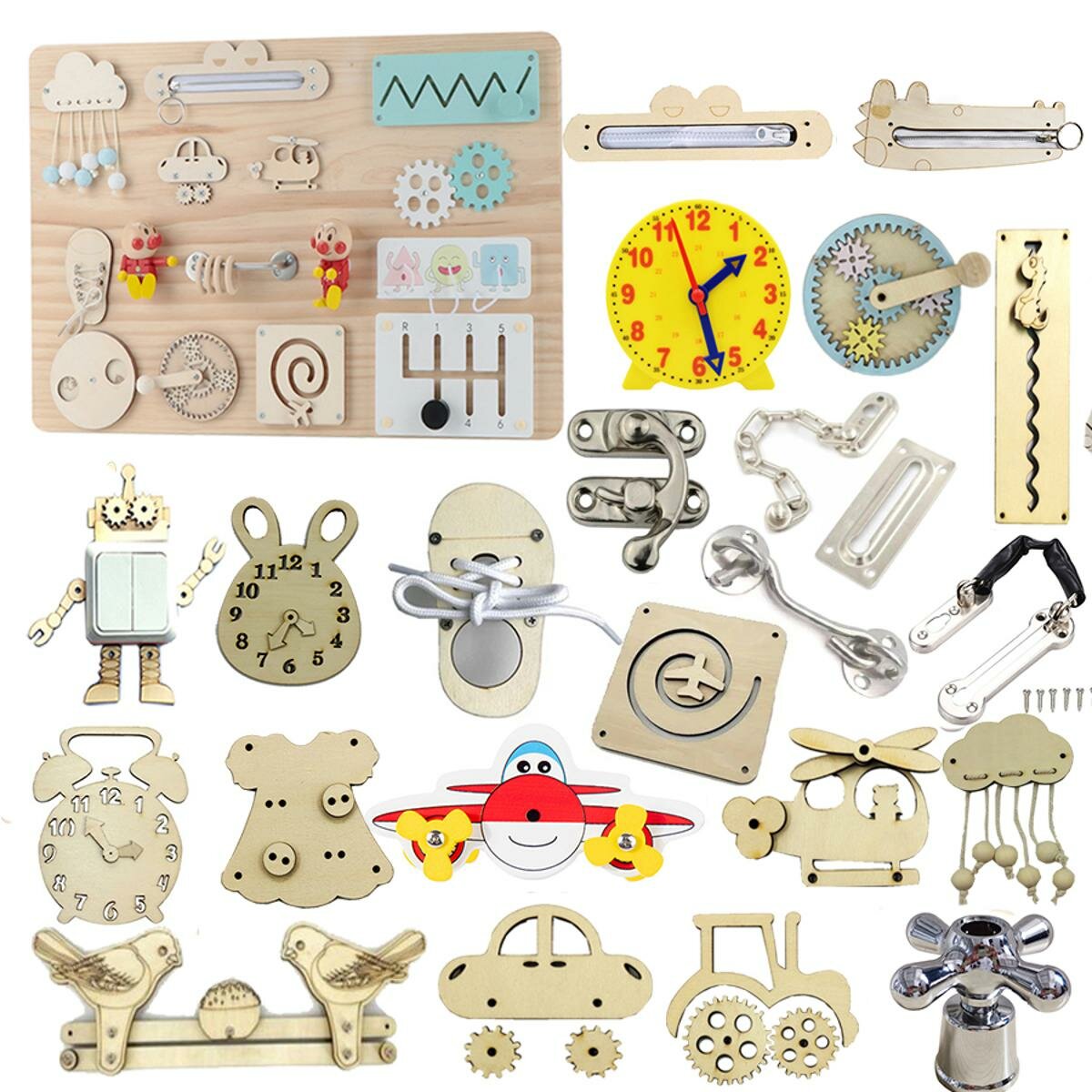 Детская бизиборд-доска для детей Монтессори Ручной механизм DIY Аксессуары Материалы Раннее детское образование Деревянн