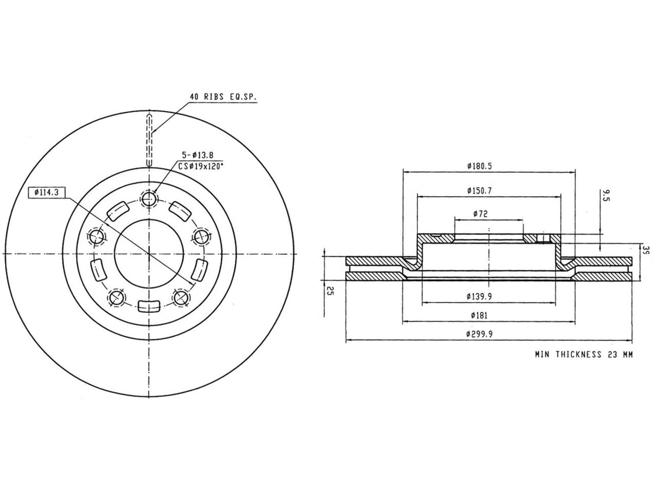 UNIO BRD-20193 (BP6Y3325XA / BP6Y3325XB / BP6Y3325XD) диск тормозной передний Mazda (Мазда) 3 i, II 03-,