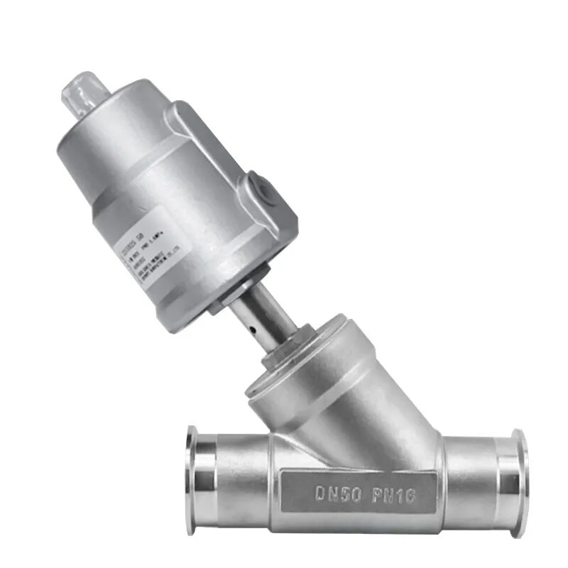 Пневматический угловой седельный клапан DN50 из нержавеющей стали Single Acting, Normally Closed