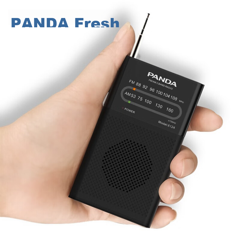 Panda 6124 Radio with Two Bands, Pocket-Sized FM Tuner for Elderly, Compact Broadcast Transistor