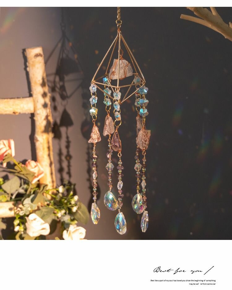 Ловец солнца и света "Дзен". Хрустальный ловец снов ручной работы. Подвеска в стиле музыка ветра.