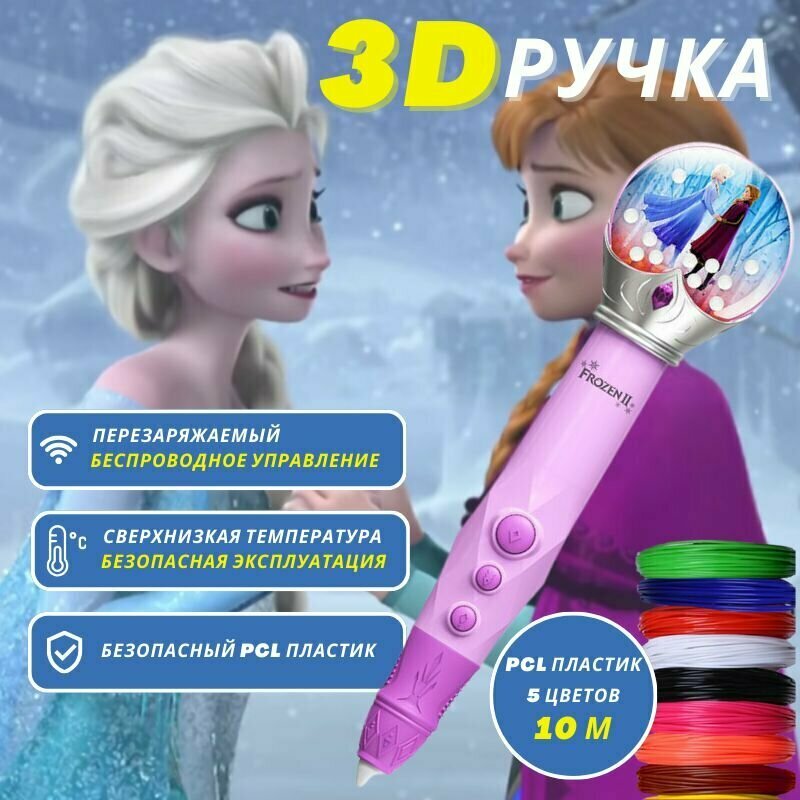 3d ручка, 3 д ручка с набором пластика и трафаретами для девочки, Айша и Анна, фиолетовый, Магазин Фабиуса