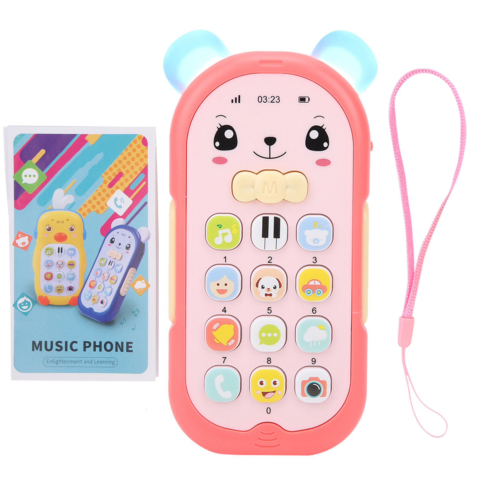 Baby Phone Toy Simulation Telephone Music Sound Light Effect Children Mobile ToyRed