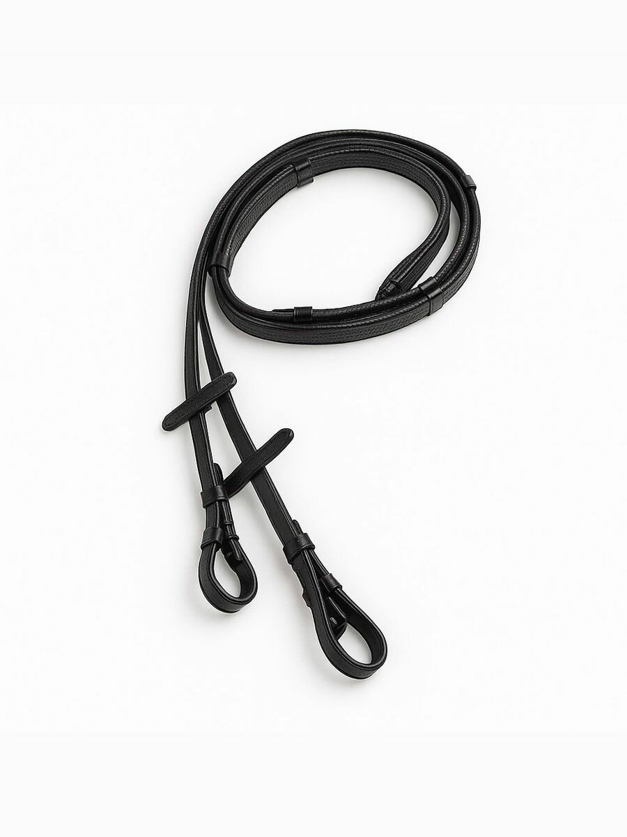 Повод для уздечки, тесьмяной, противоскользящий, чёрный, 240 см