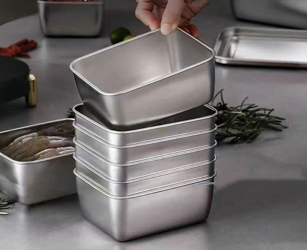 Органайзер для продуктов из нержавеющей стали, ланч-бокс, бокс для пикника для хранения и поддержания свежести продуктов с крышкой из 6 частей.