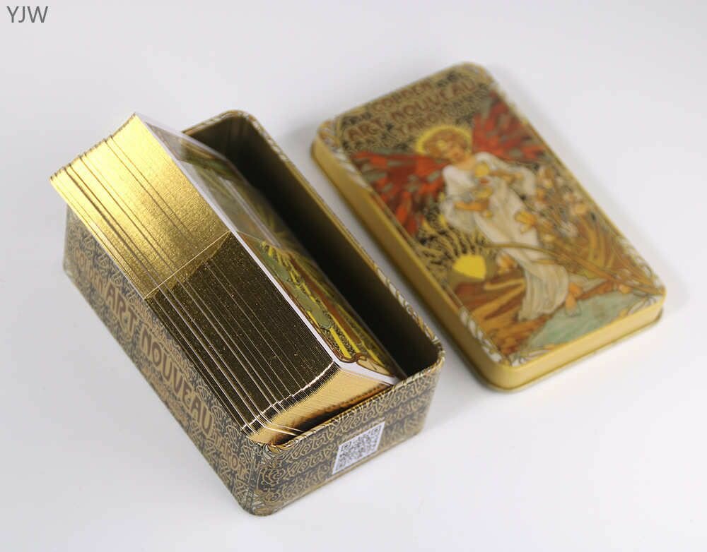 Карты Таро Золотое Уэйт Арт-Нуво в жестяной коробке Golden Art Nouveau Tarot 10.3*6см