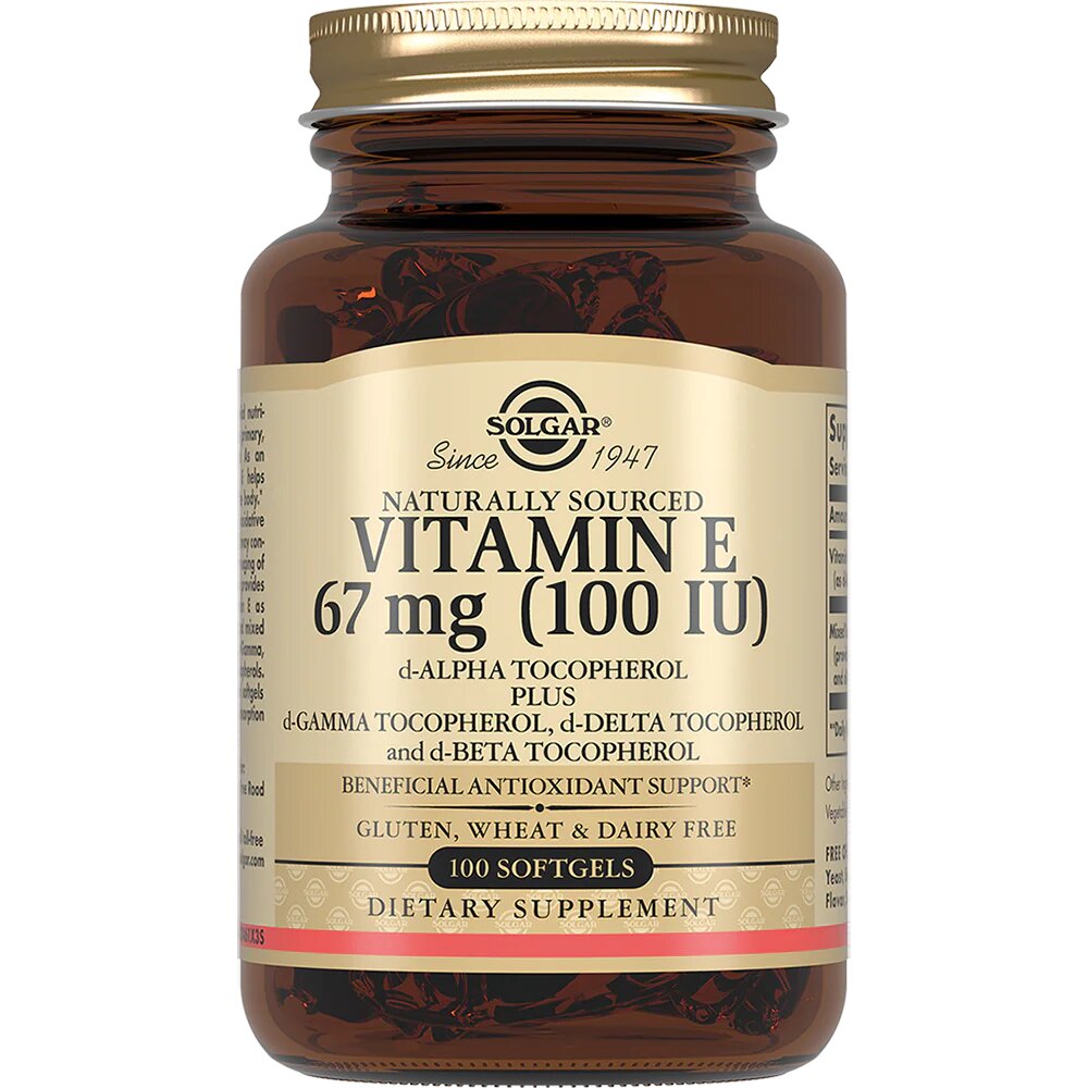 БАД Solgar Капсулы "Витамин Е 100 МЕ", 100 шт. Vitamin E 100 IU