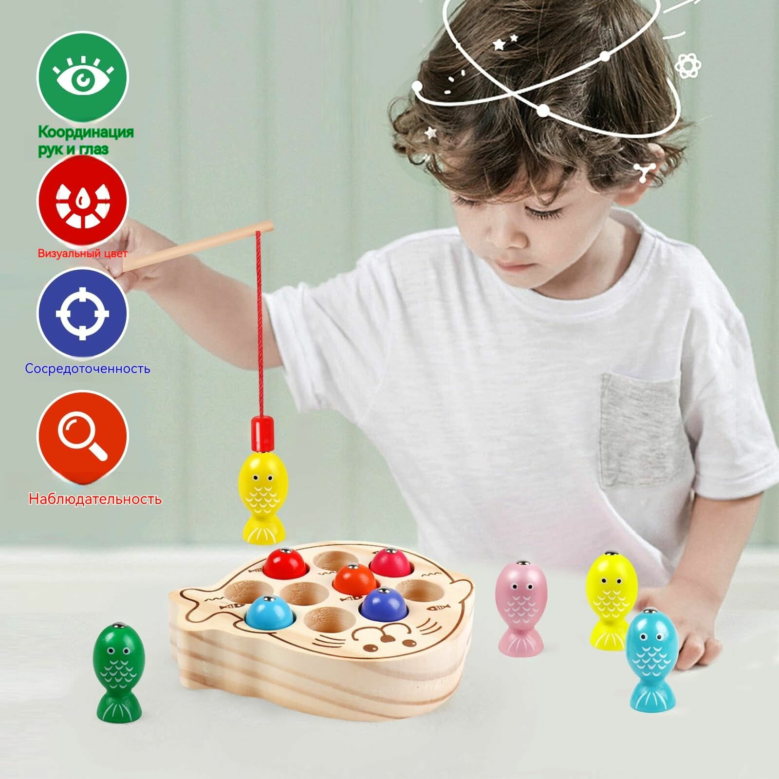 Деревянная магнитная игра "Поймай плавучего тюленя" развиваем ловкость и логику, Montessori обучение, подарок, который улучшает детство (Игра "Ловля морских зверей")