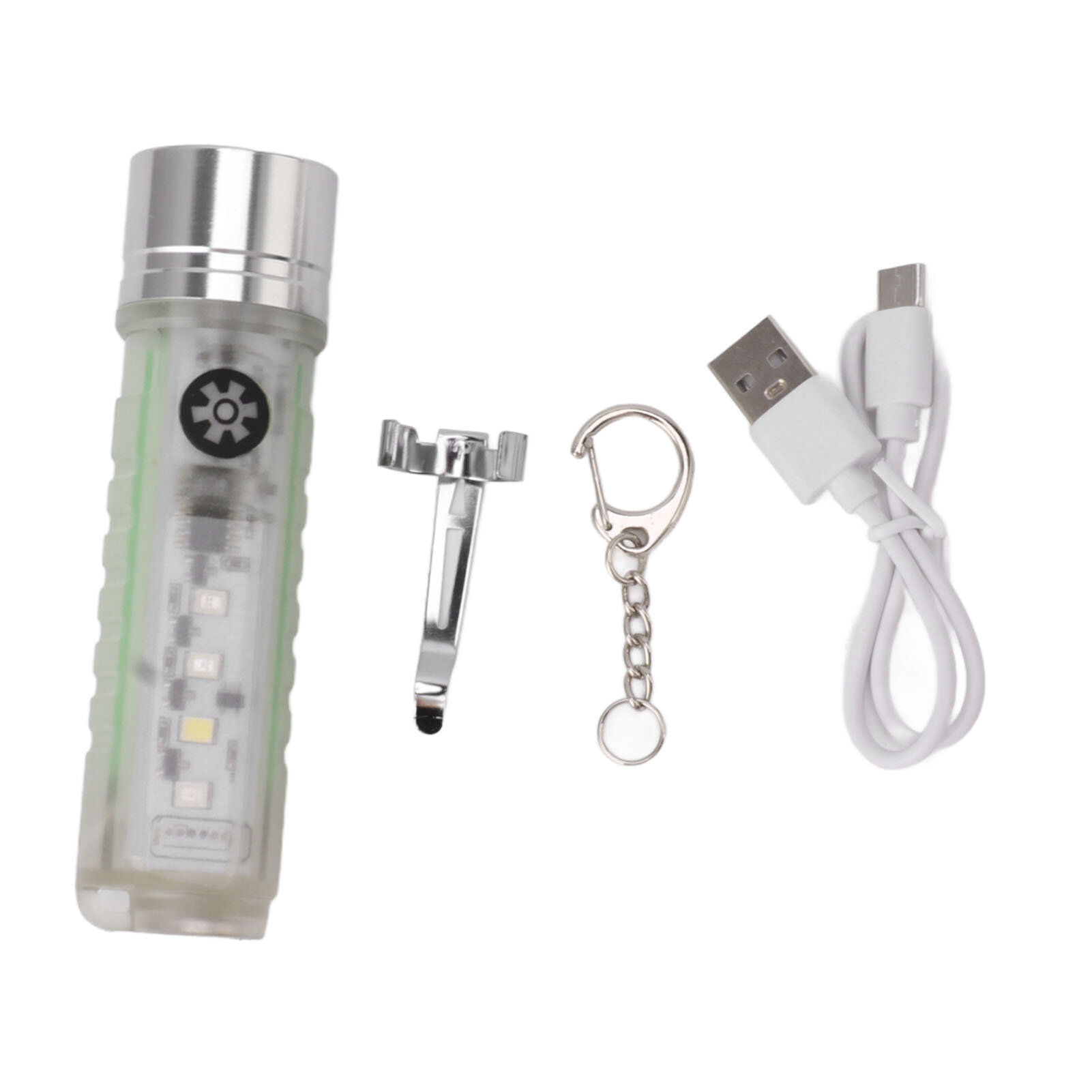 Белый маленький малый фонарик USB Тип C Перезаряжаемый IP65 Водонепроницаемый светодиодный мини -болотный фонарик