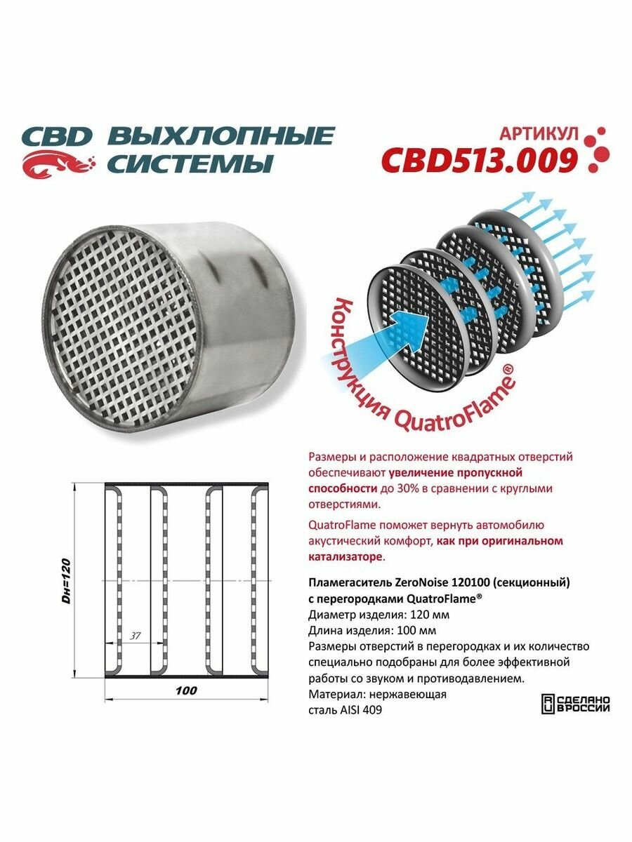 Пламегаситель коллекторный 120100 секционный из Нержавеющей стали. CBD513.009