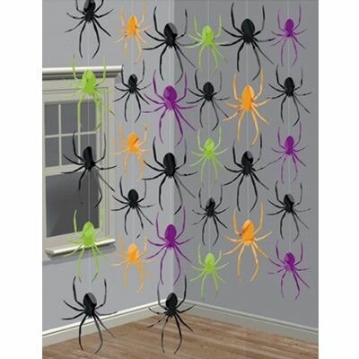 Карнавальный аксессуар AMSCAN гирлянда вертикальная, Halloween, пауки, 2,1 м, 6 шт