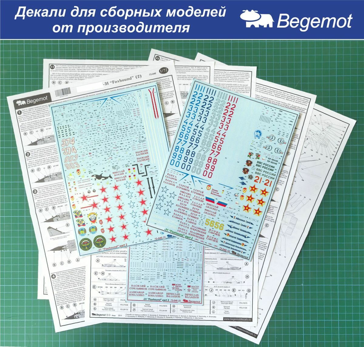 72-046 Деколь (Декаль) для сборной модели "Микоян МиГ-31" 1/72 (BEGEMOT)