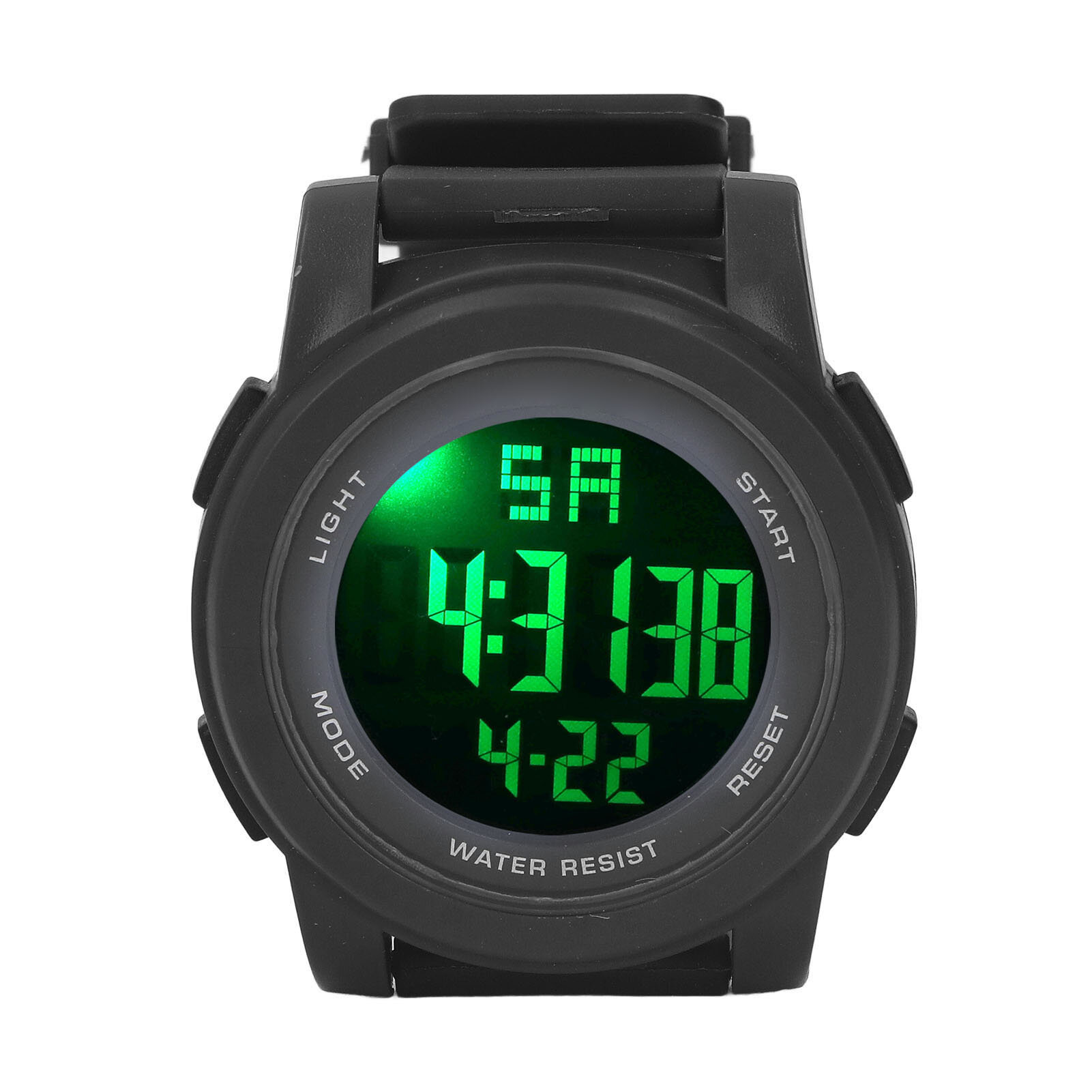 Цифровые спортивные часы с большим дисплеем, многофункциональные, 5 бар, водонепроницаемые, светящиеся, для плавания, бега, пешего туризма, черные