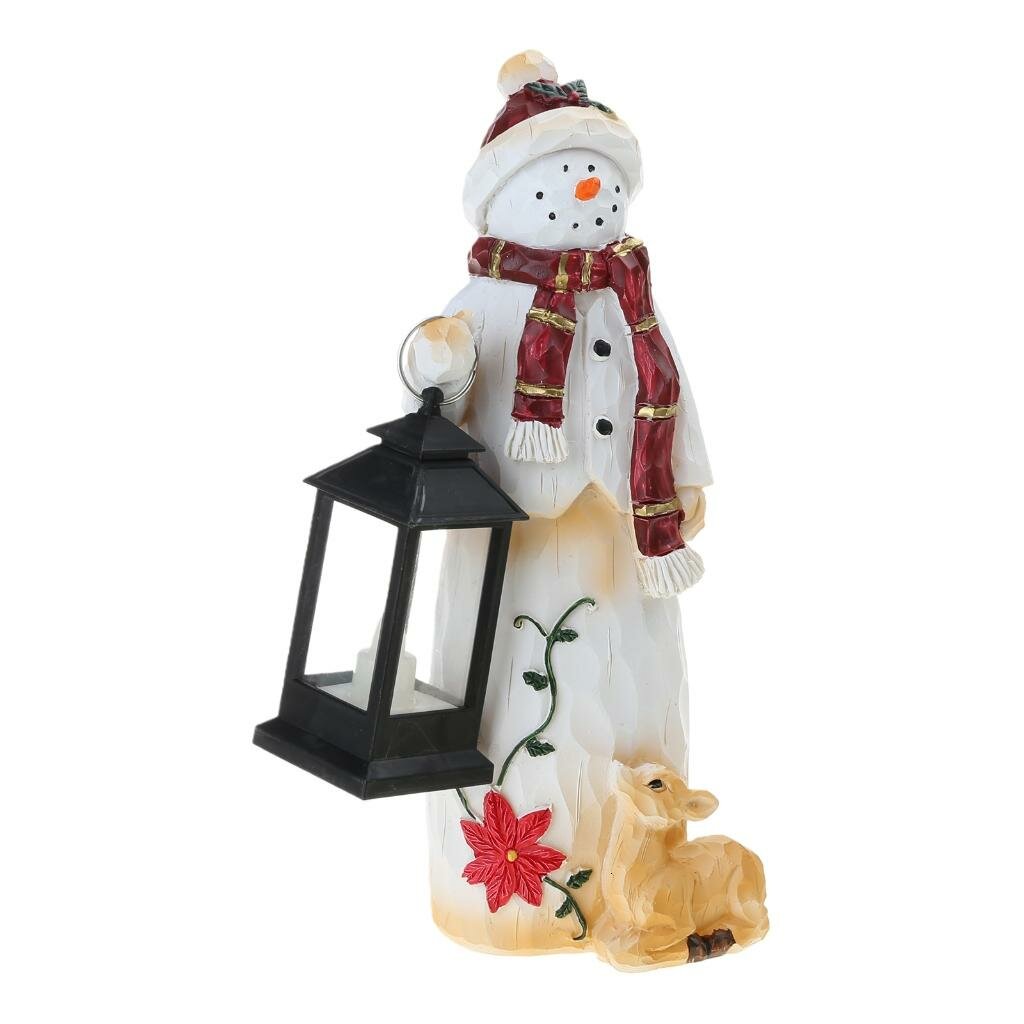 Фигурка снеговика с фонарем, статуэтка из смолы, милое украшение для праздников, Нового года