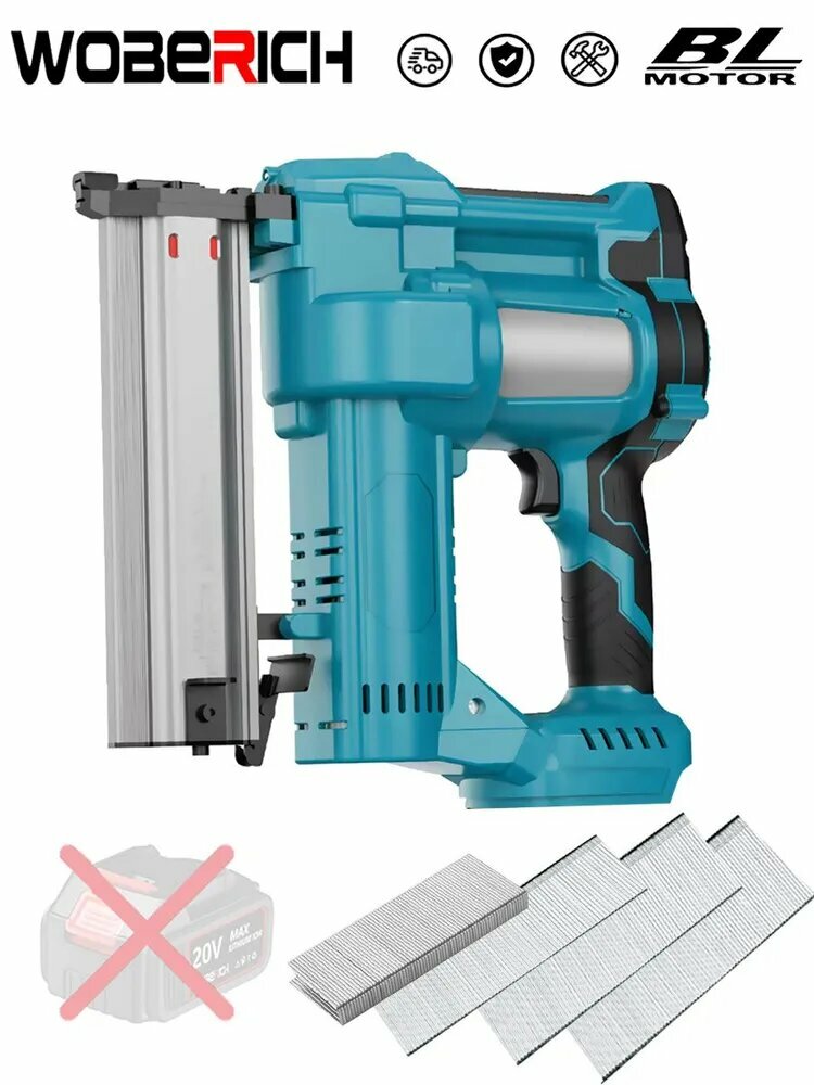 Бесщеточный гвоздезабивной/степлер 2 в 1, электрический пистолет для гвоздей (без батареи)