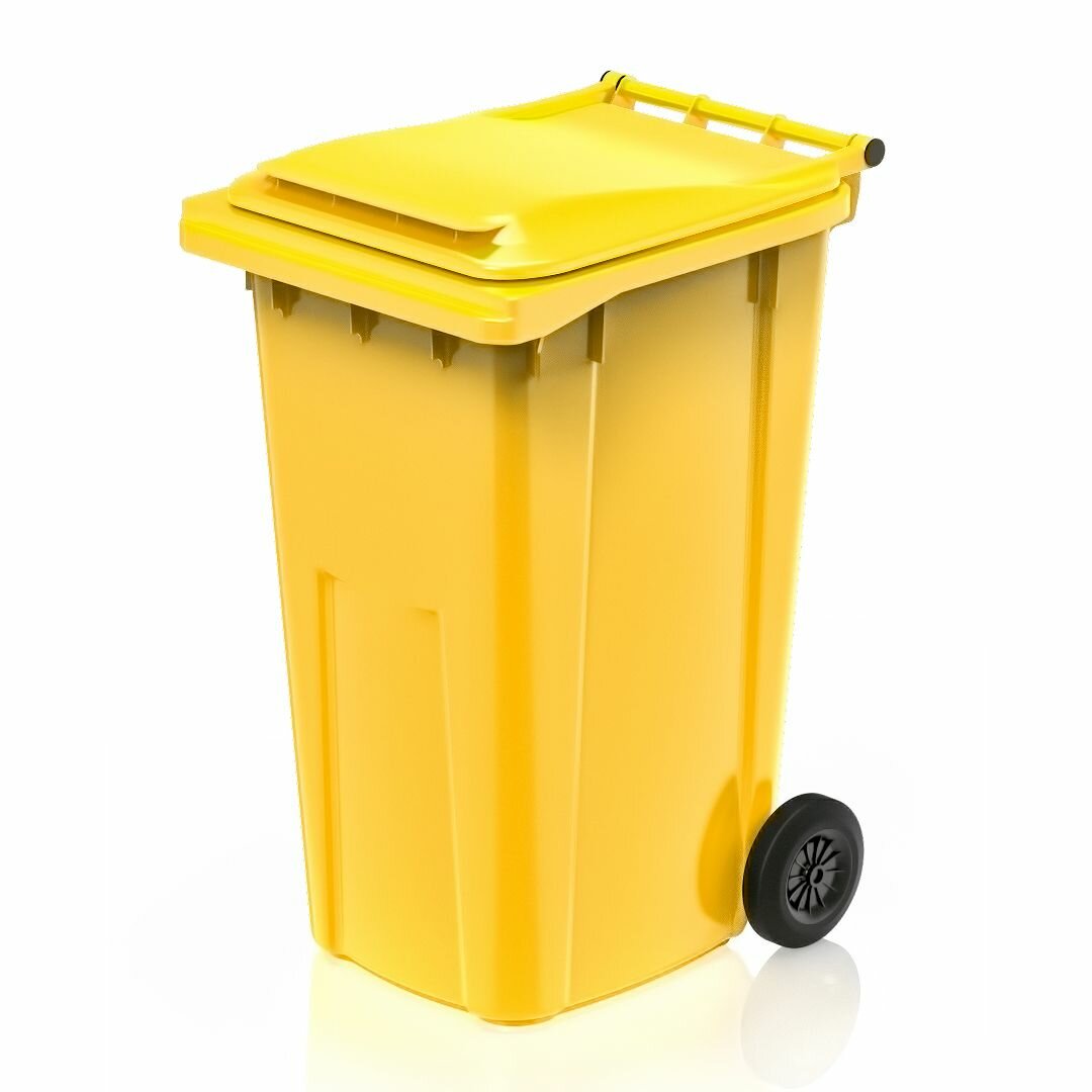 Контейнер для мусора с крышкой, на колесах, 240 л желтый
