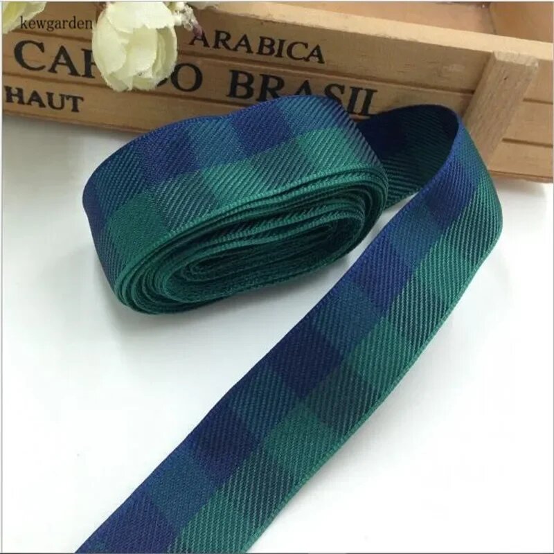 Kewgarden Шотландские ленты полиэстер/хлопок 25/40 мм 10 ярдов Темно-зеленый, зеленый, 40mm